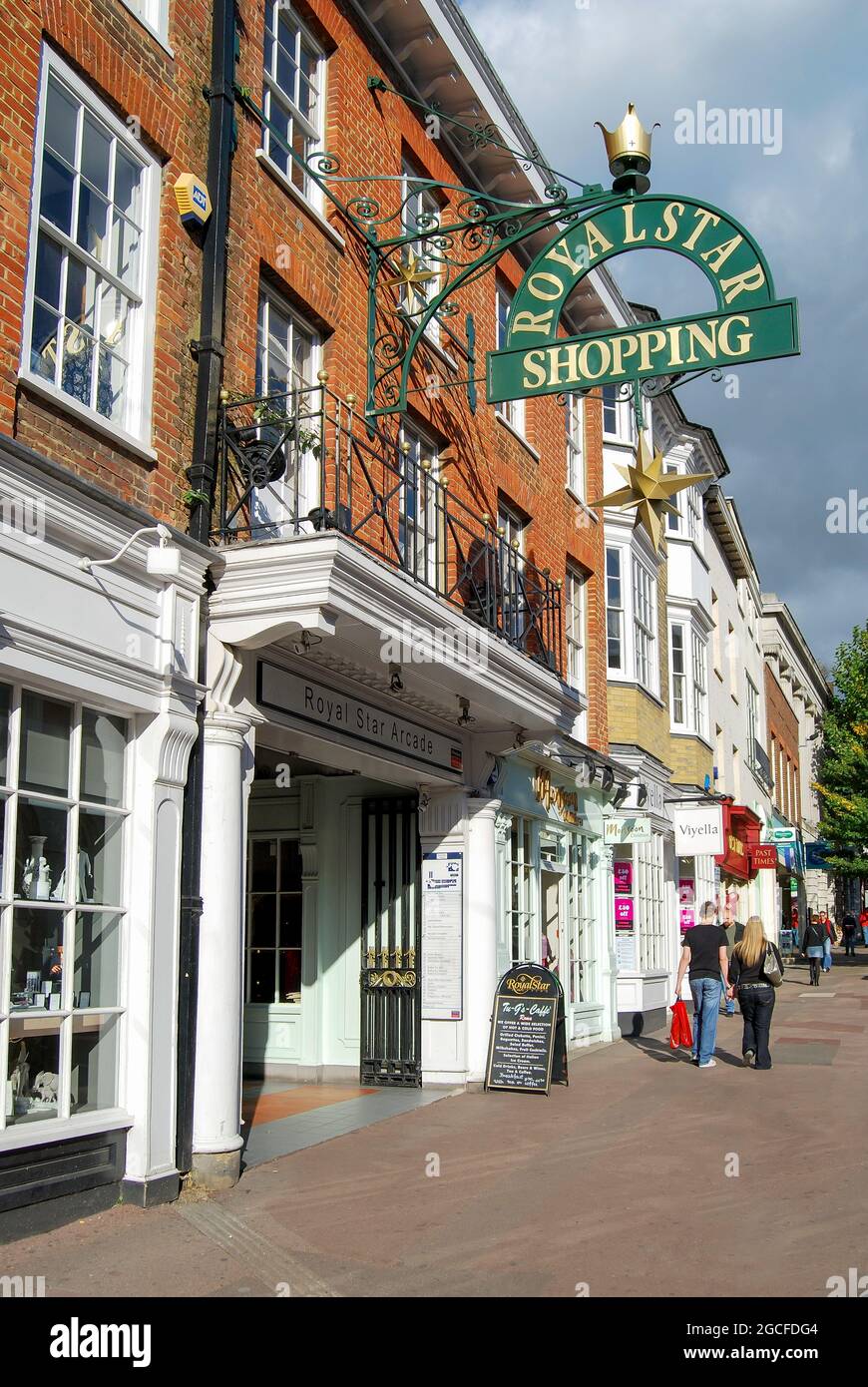 Royal Star Shopping Arcade sign, High Street, Maidstone, Kent, England ...