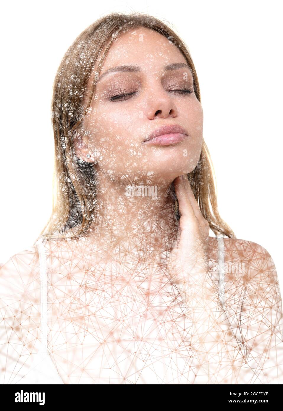 Creative digital art combined with a portrait of young woman Stock ...