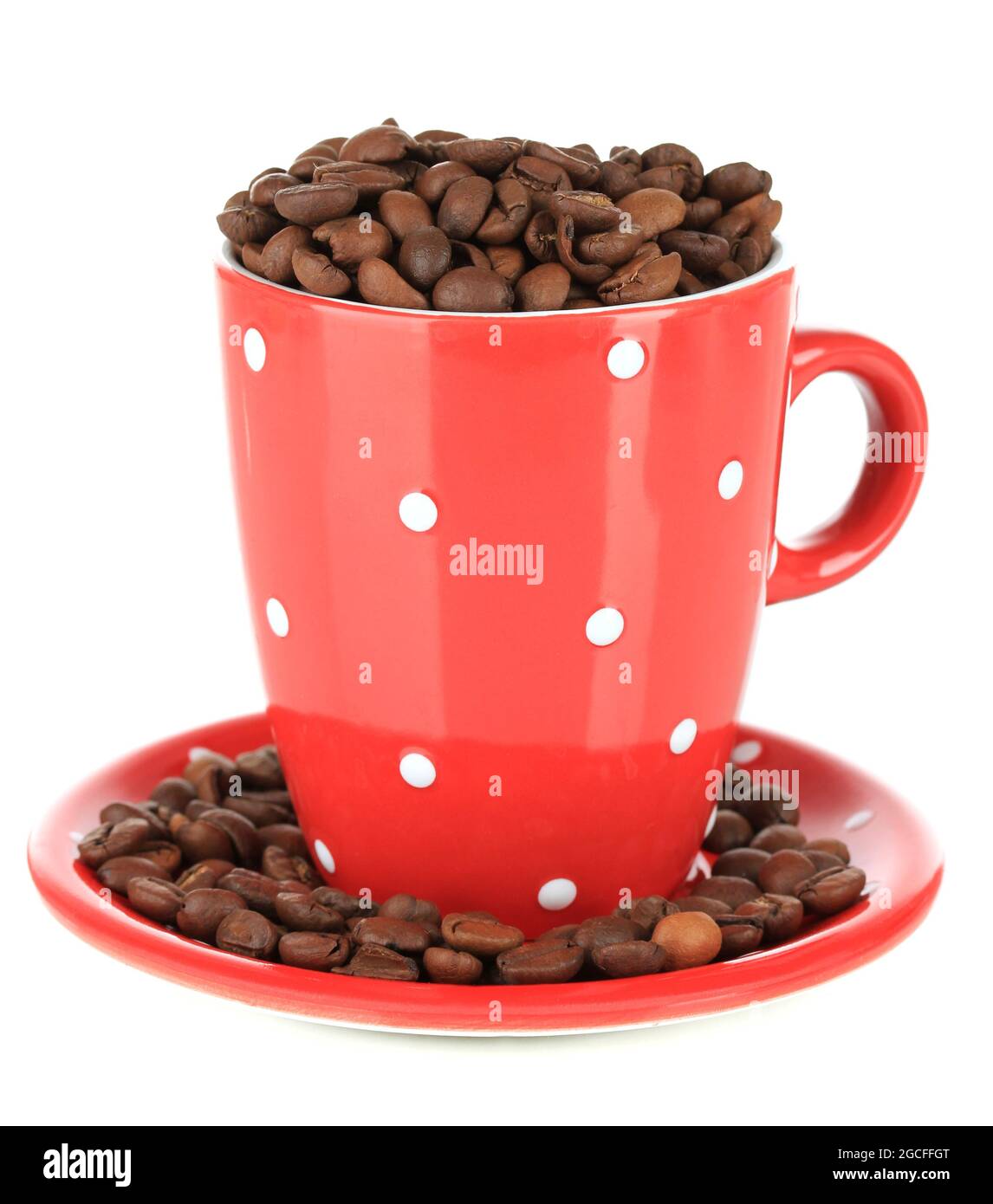 Coffee beans in cup isolated on white Stock Photo - Alamy