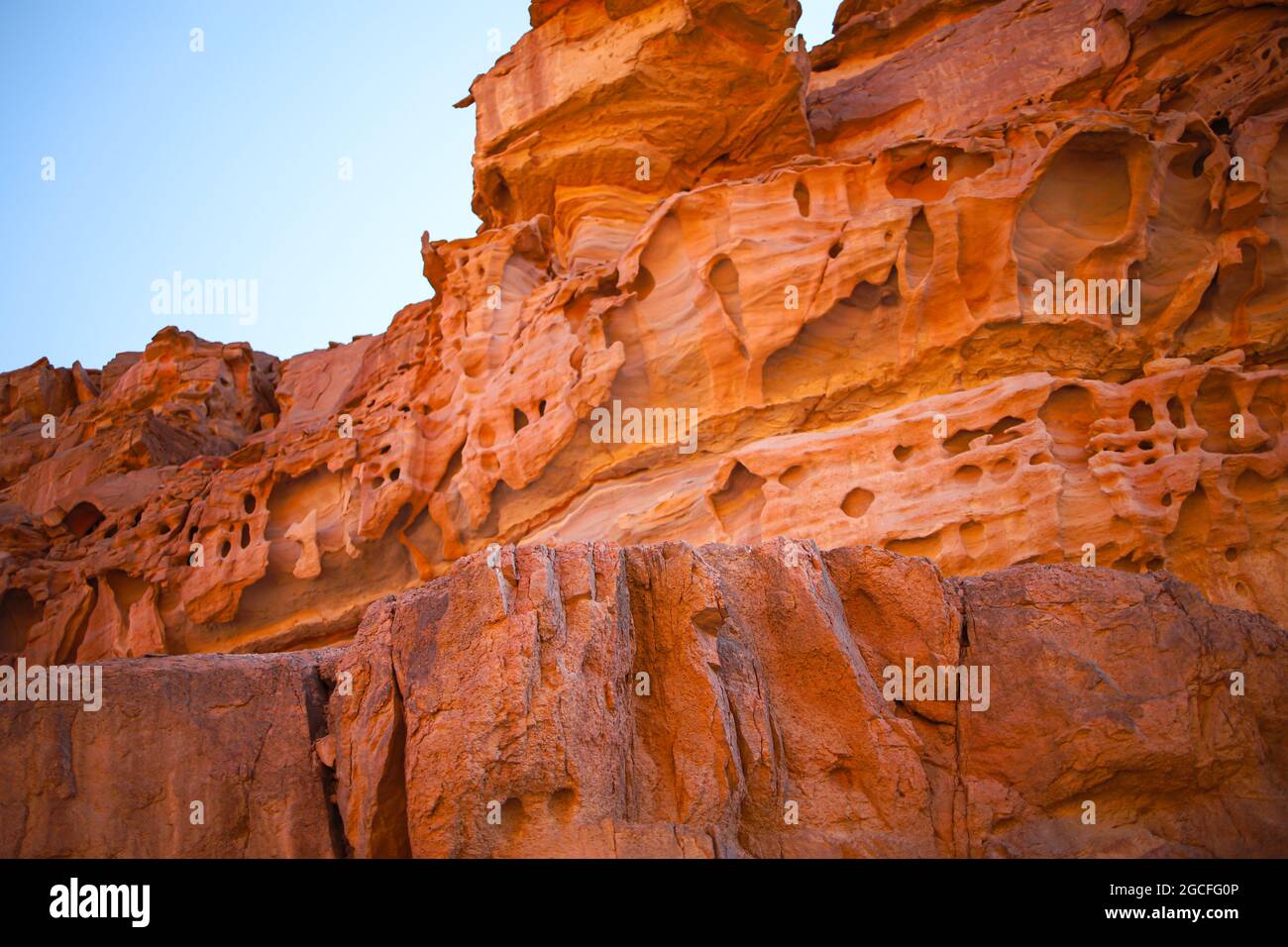 the gorge of the red mountain canyon which is located in the desert ...