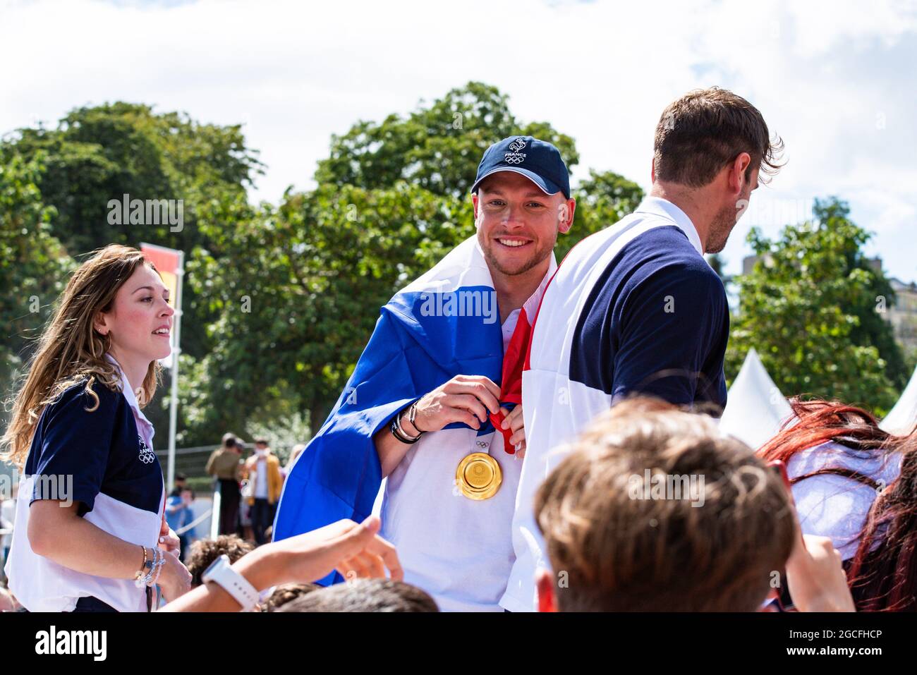 Matthieu Androdias of France celebrates with the audience during the ...