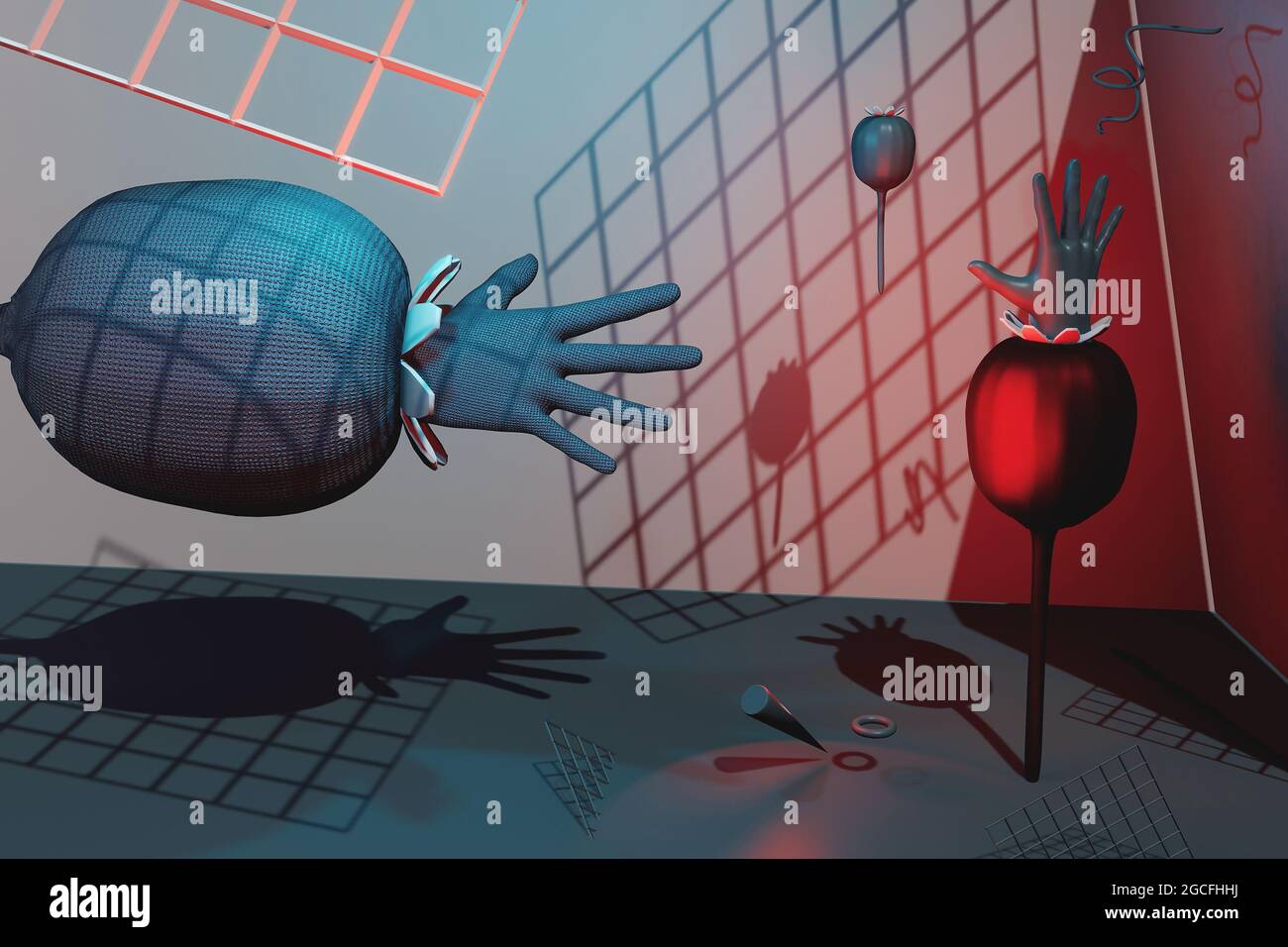 Abstract concept on the theme of addiction, hands reaching for the ...