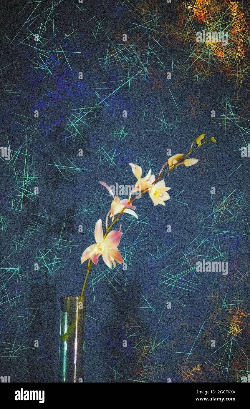 Flowers in vase. Modern abstract art. 3D rendering Stock Photo - Alamy