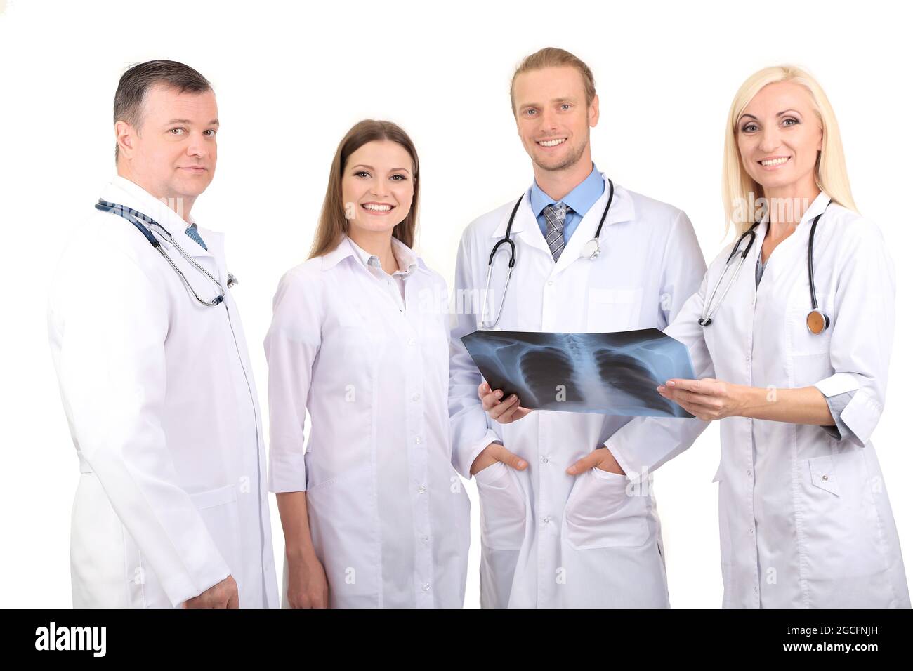 Medical workers isolated on white Stock Photo - Alamy