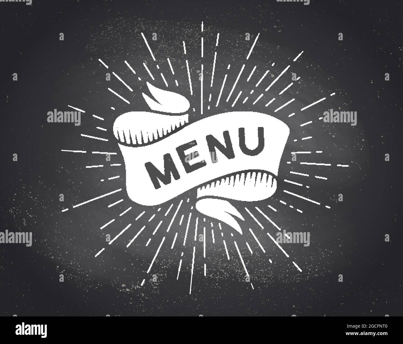 Ribbon Banner. Menu. Black and white ribbon banner with text, phrase ...