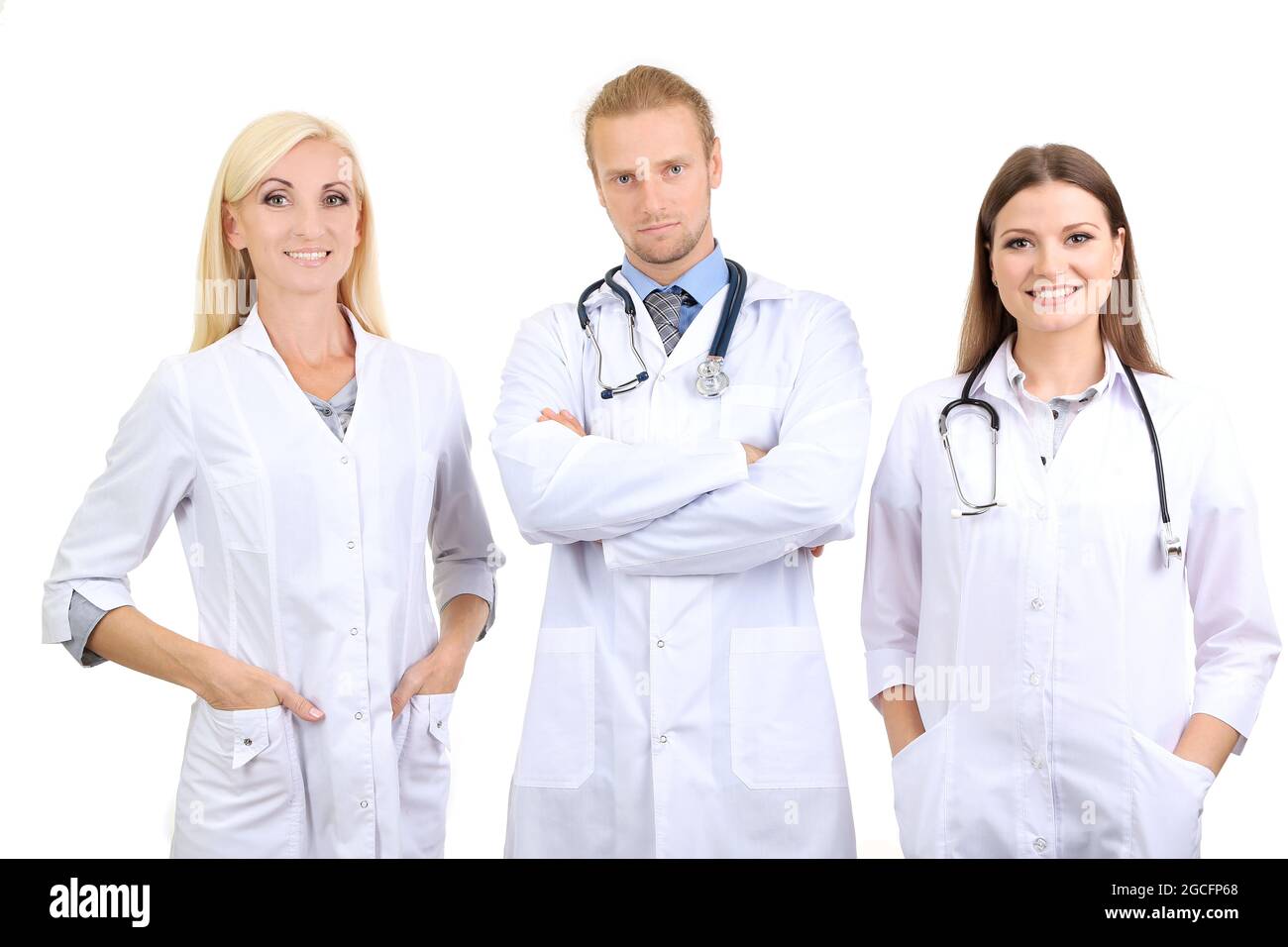 Medical workers isolated on white Stock Photo - Alamy