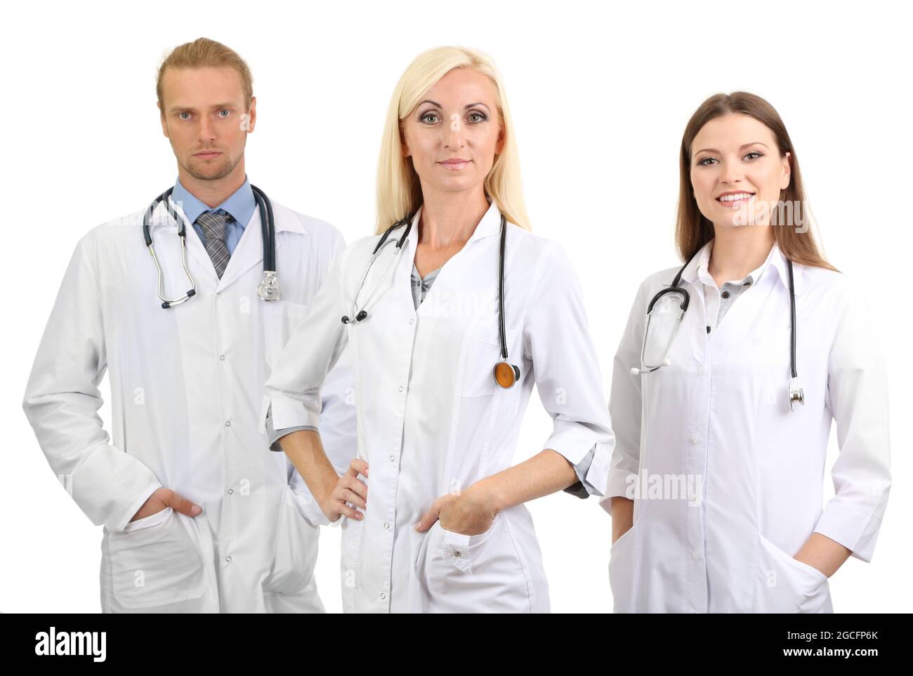 Medical workers isolated on white Stock Photo - Alamy
