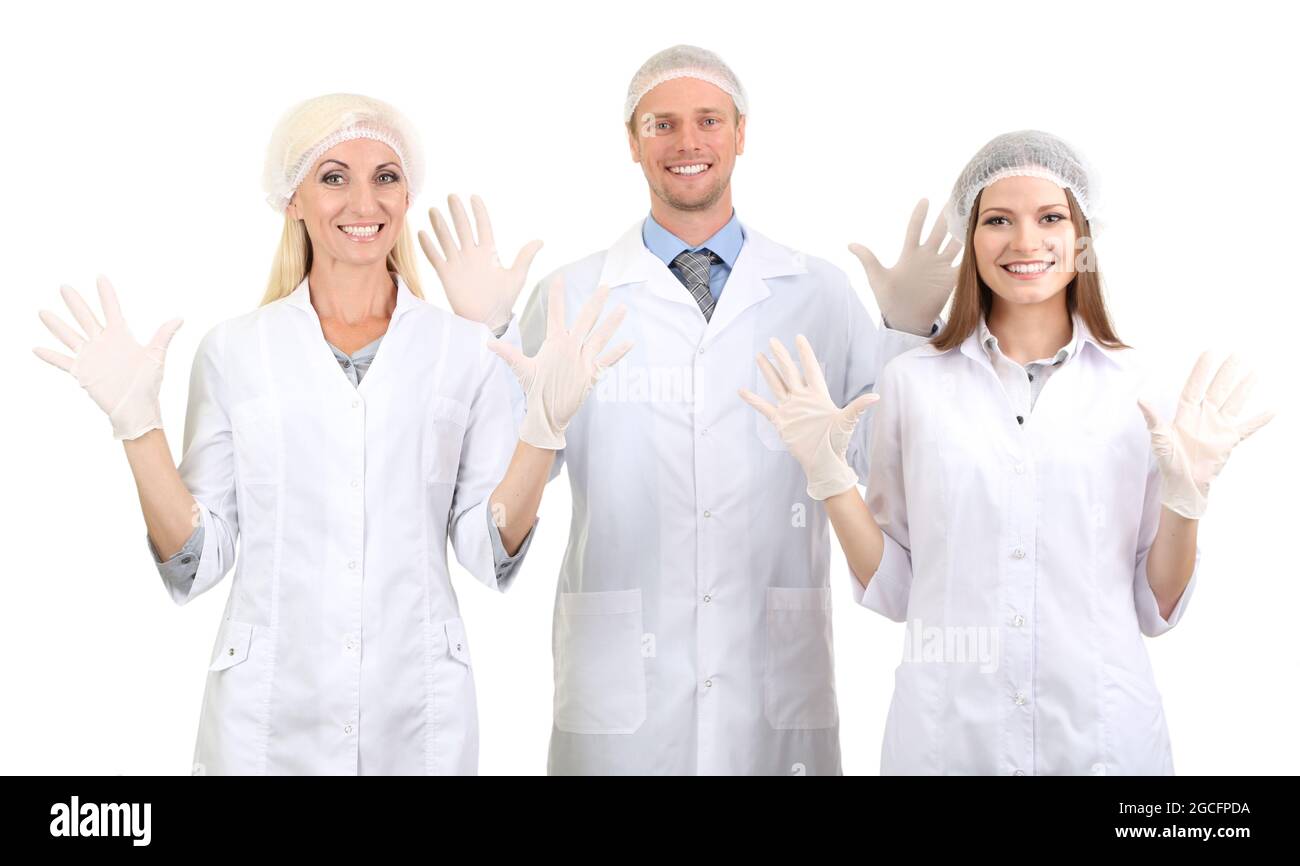 Medical workers isolated on white Stock Photo - Alamy