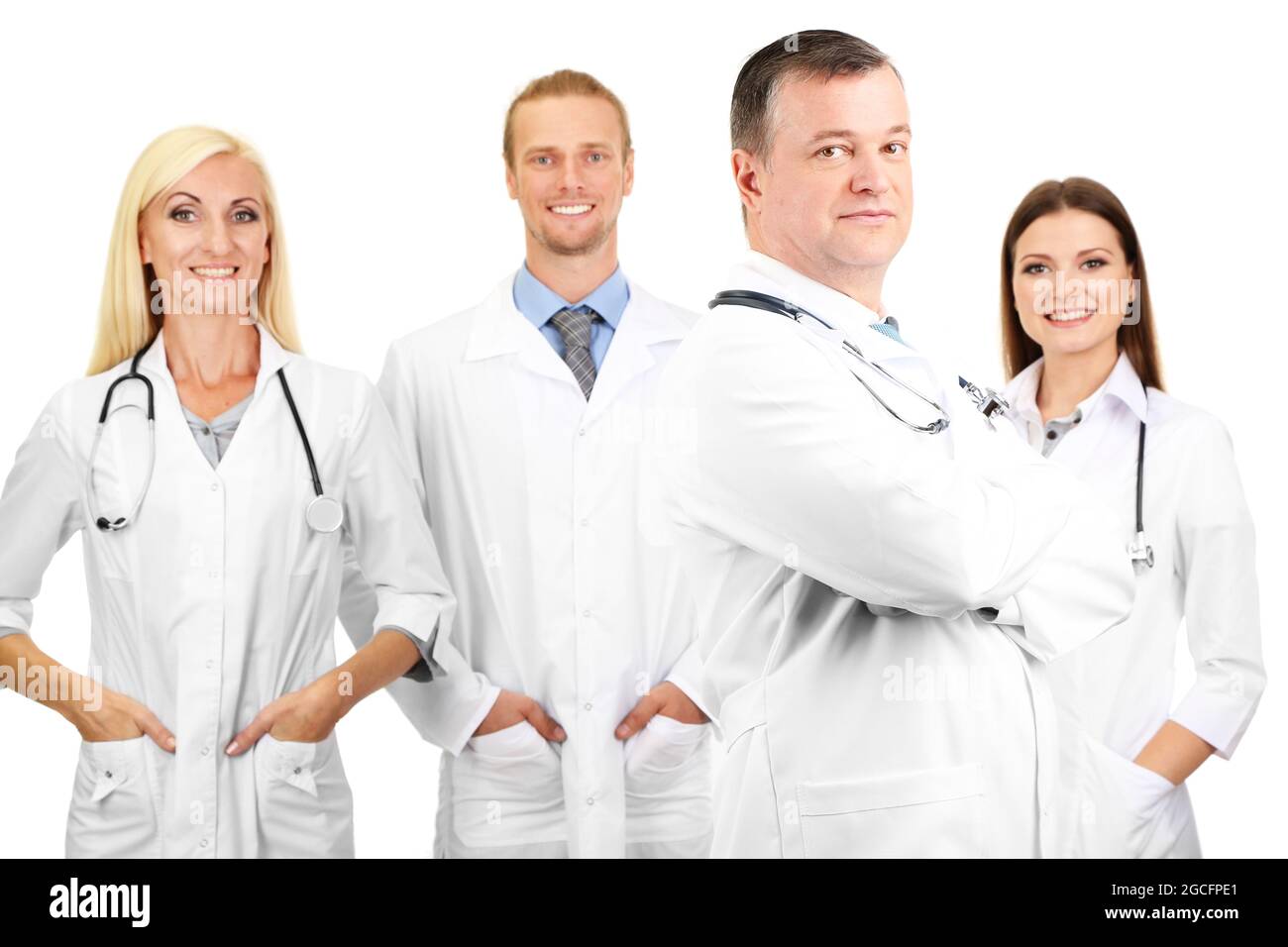 Medical workers isolated on white Stock Photo - Alamy