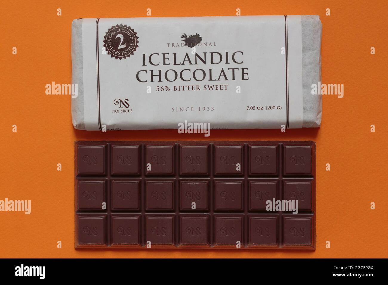 bar of traditional icelandic 56 percent bittersweet chocolate in ...