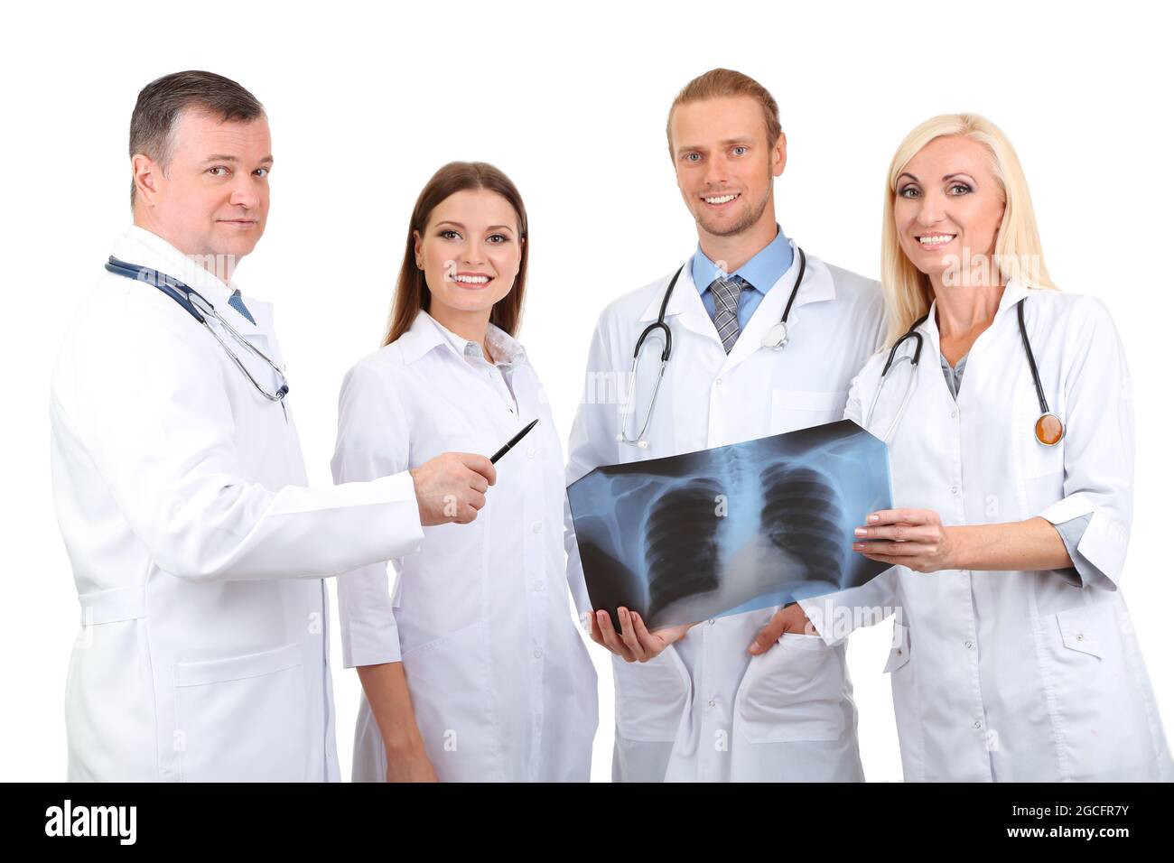 Medical workers isolated on white Stock Photo - Alamy