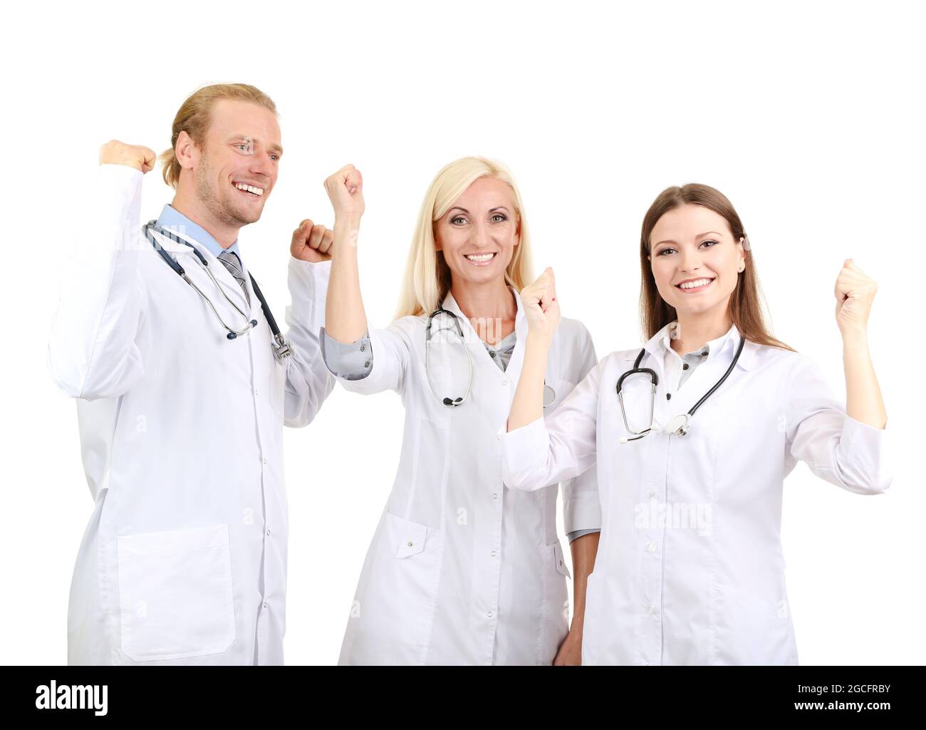Medical workers isolated on white Stock Photo - Alamy