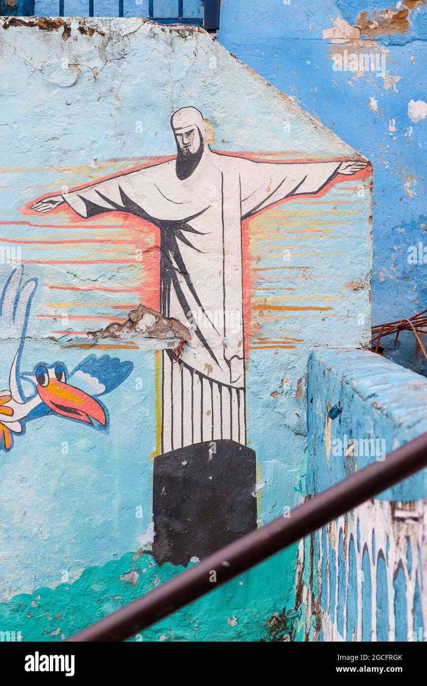 RIO DE JANEIRO, BRAZIL - Dec 06, 2017: A vertical shot of a mural art ...