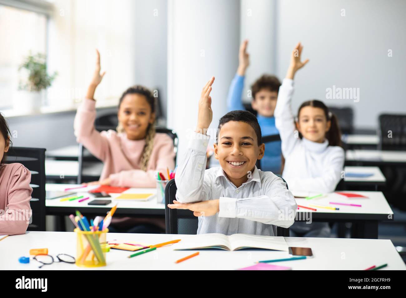 Excited Student Raising Hand