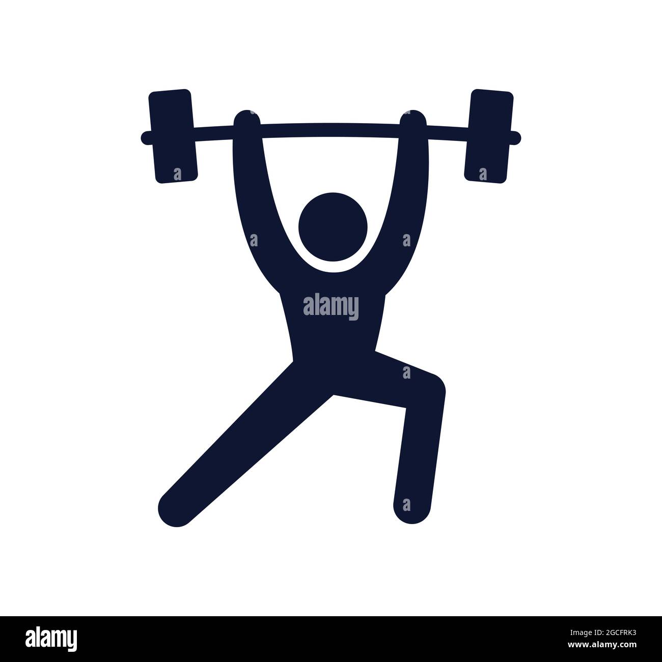 Barbell weightlifting training symbol person lifting barbell vector ...