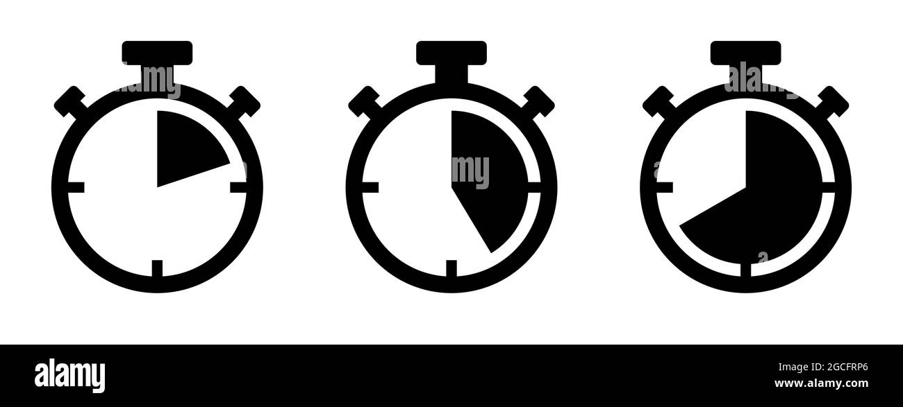 Classic stopwatch symbols sport start and stop clock with different ...