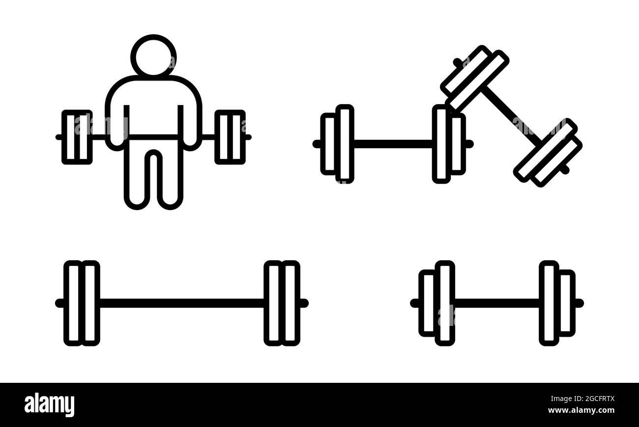 Dumbbell training and person with barbell gym vector icons Stock Vector ...