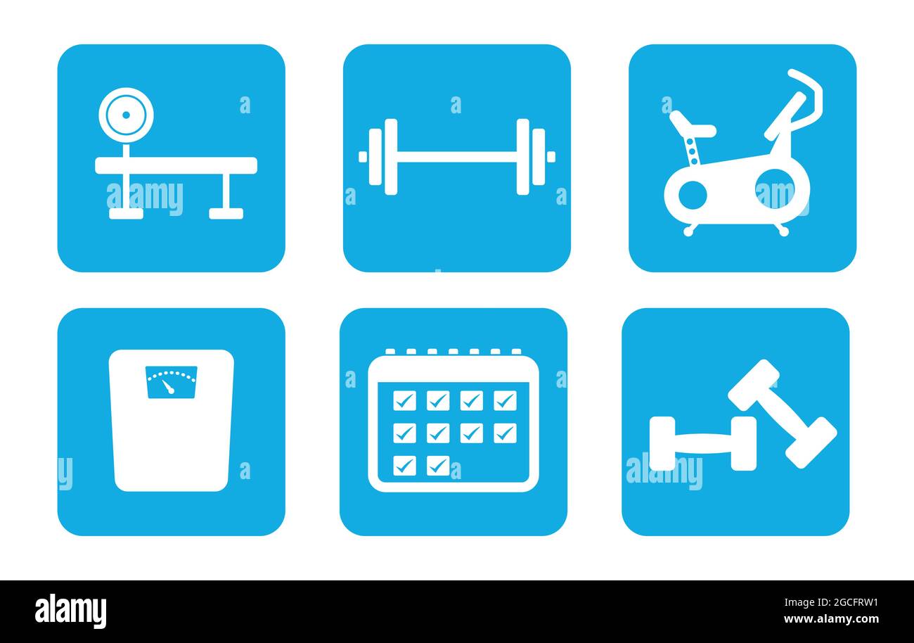 Gym sport training symbol set with dumbbell barbell weight training ...