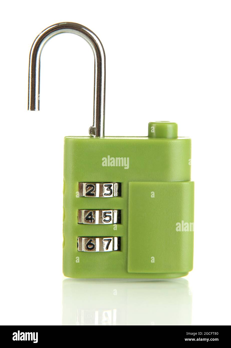 Green padlock isolated on white Stock Photo - Alamy