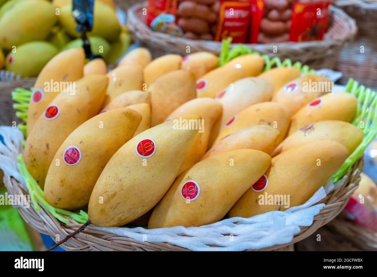 Royal mango fruits in the grocery store's vegetable section Stock Photo ...