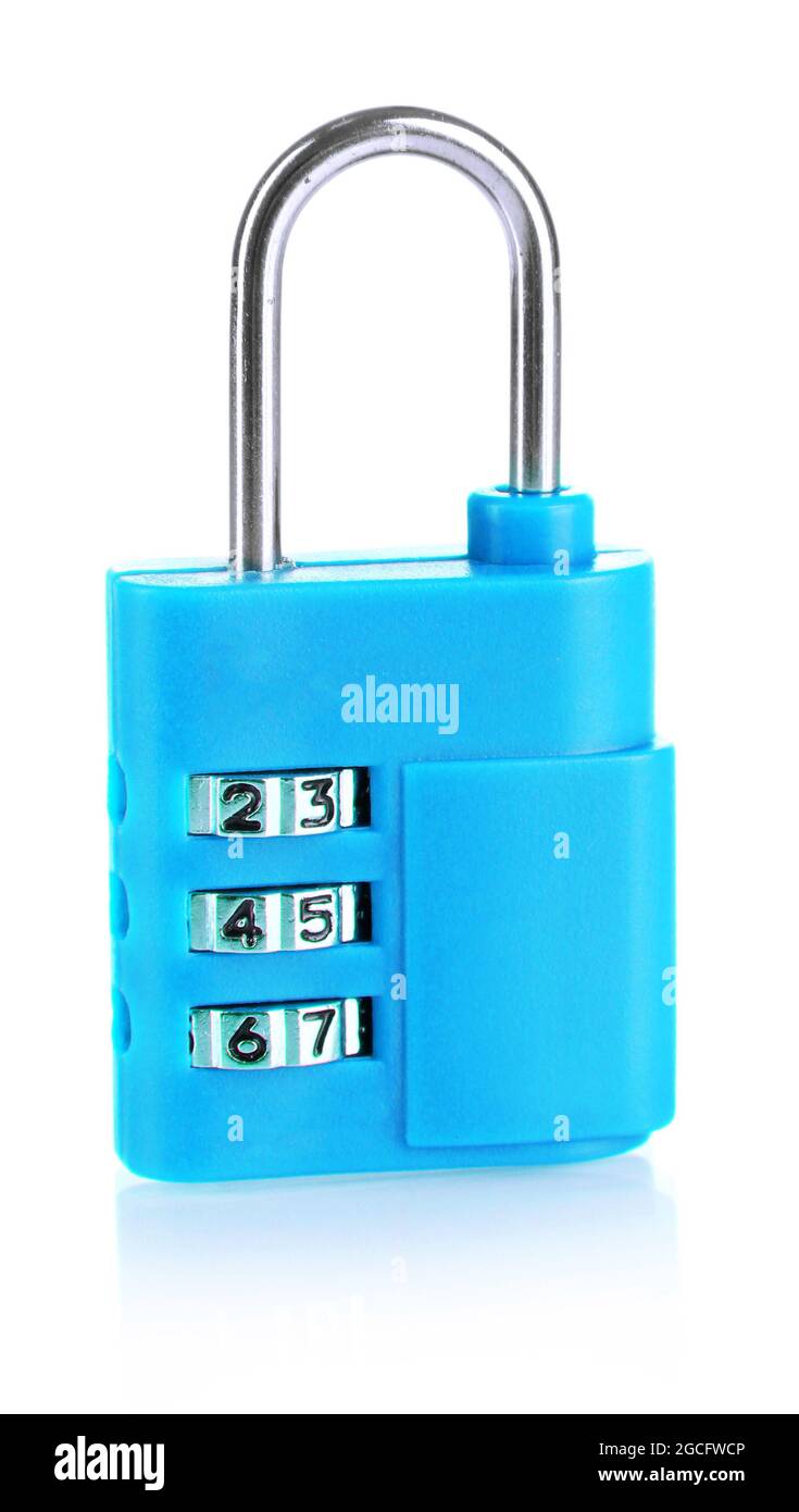 Blue padlock isolated on white Stock Photo - Alamy