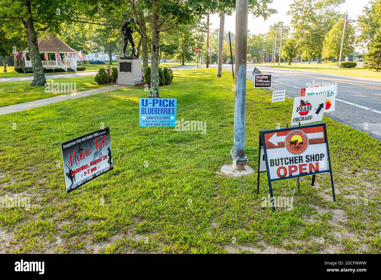 Temporary signs on the Town Common in Templeton, Massachusetts ...