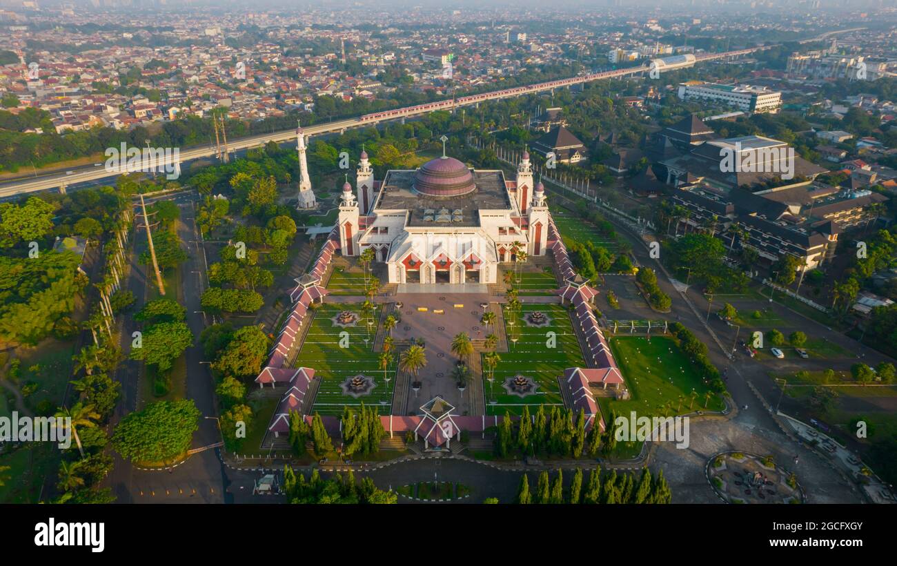 Aerial view of At Tin Grand Mosque, where this mosque is the largest ...