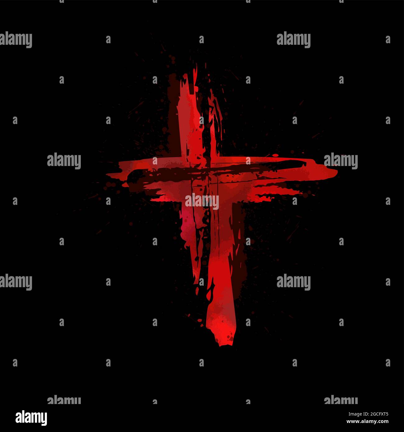 Red bloody cross. Cross made of Red blots. Happy easter. Vector ...