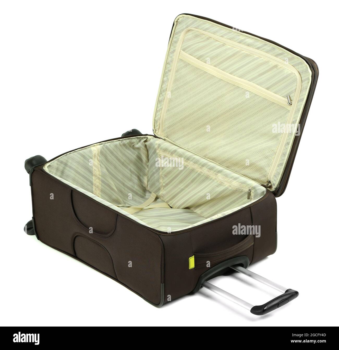 Empty suitcase isolated on white Stock Photo - Alamy