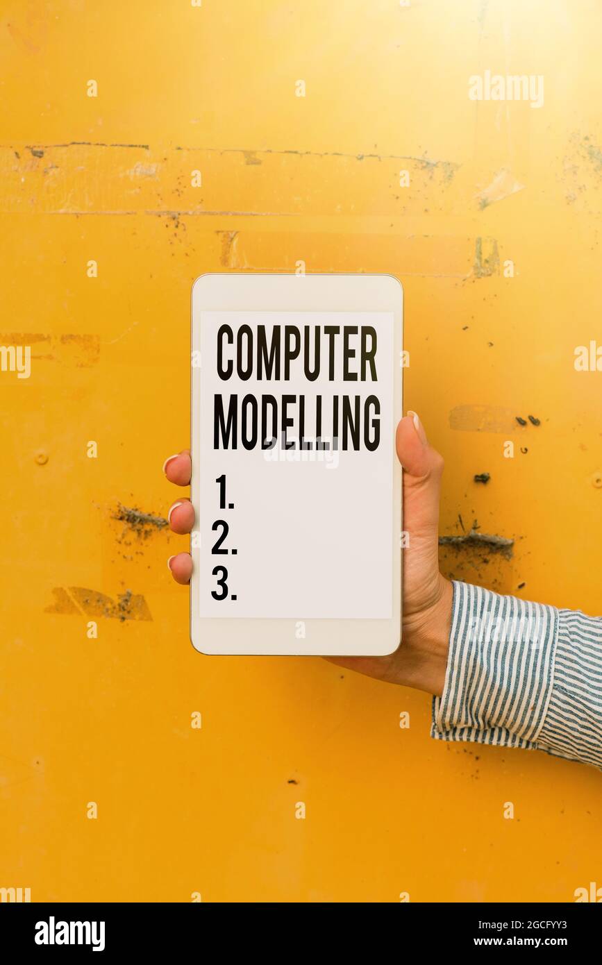 Sign displaying Computer Modelling. Business showcase using a computer ...