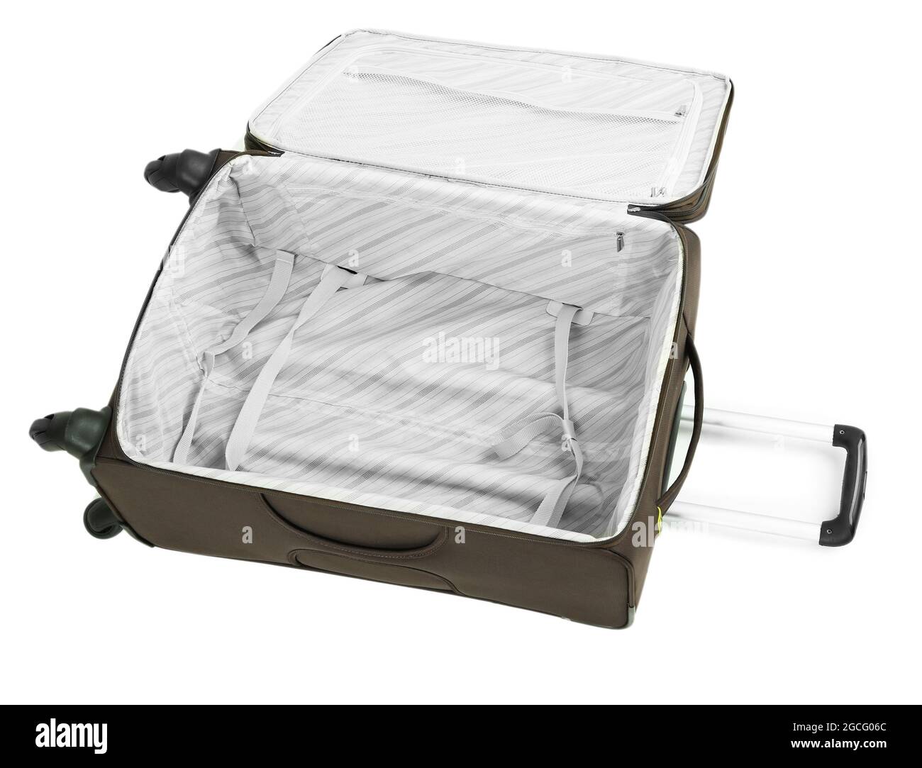 Empty suitcase isolated on white Stock Photo - Alamy