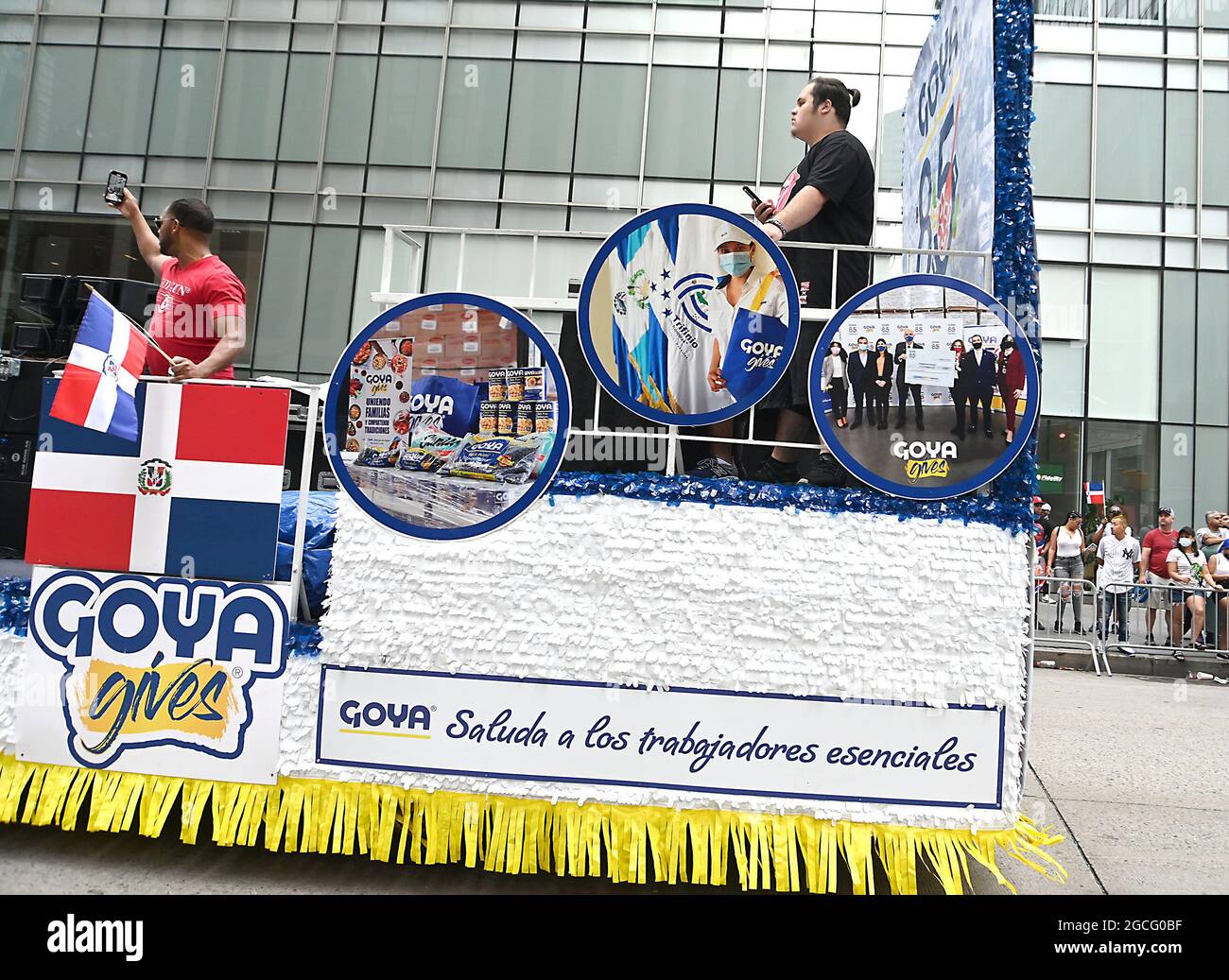 Goya Float rides in the Dominican Day Parade on August 8, 2021 on the ...