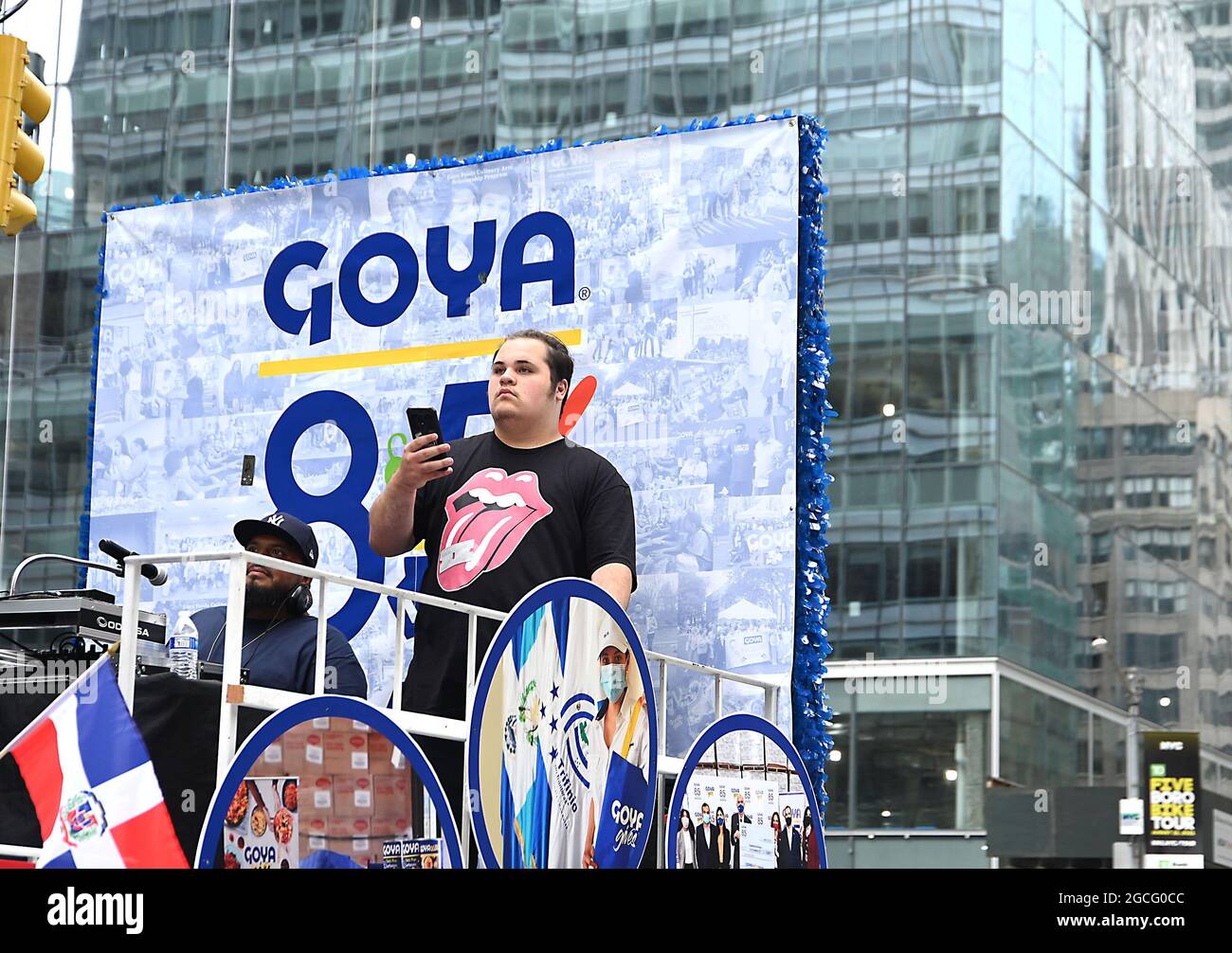 Goya Float rides in the Dominican Day Parade on August 8, 2021 on the ...