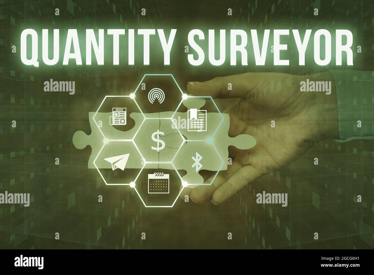 Sign displaying Quantity Surveyor. Business overview calculate the cost ...