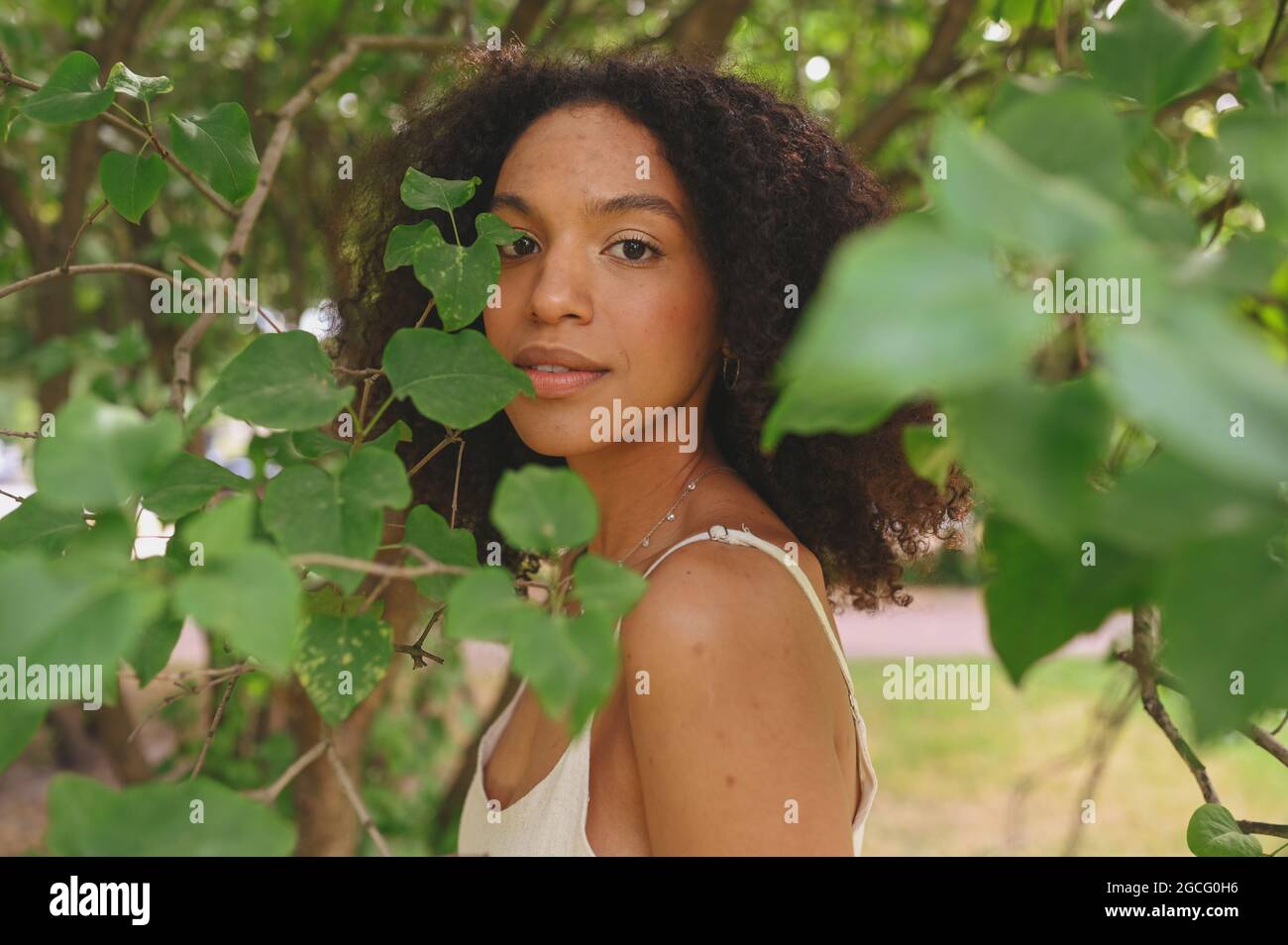 Fashion close up portrait of sensual attractive young naturally ...