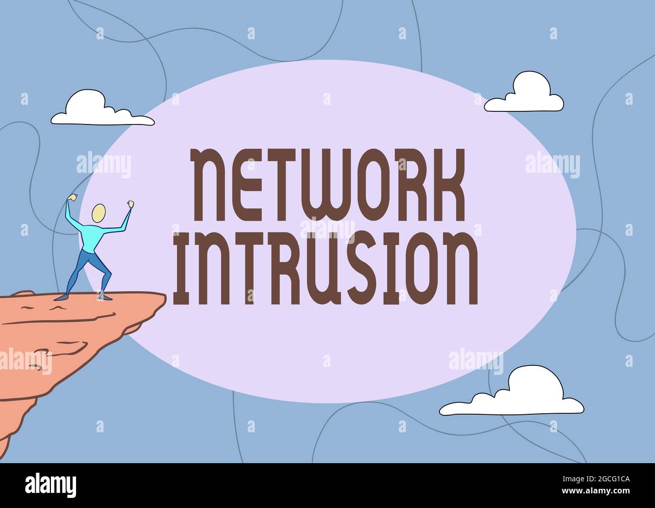 Conceptual caption Network Intrusion. Business overview device or ...