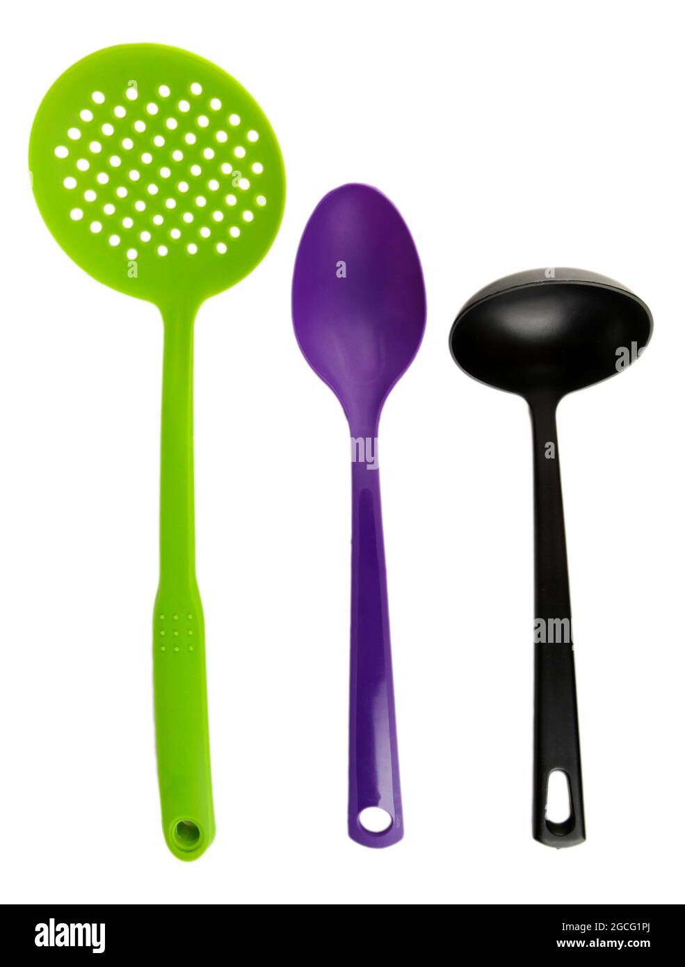 Plastic kitchen utensils isolated on white Stock Photo - Alamy