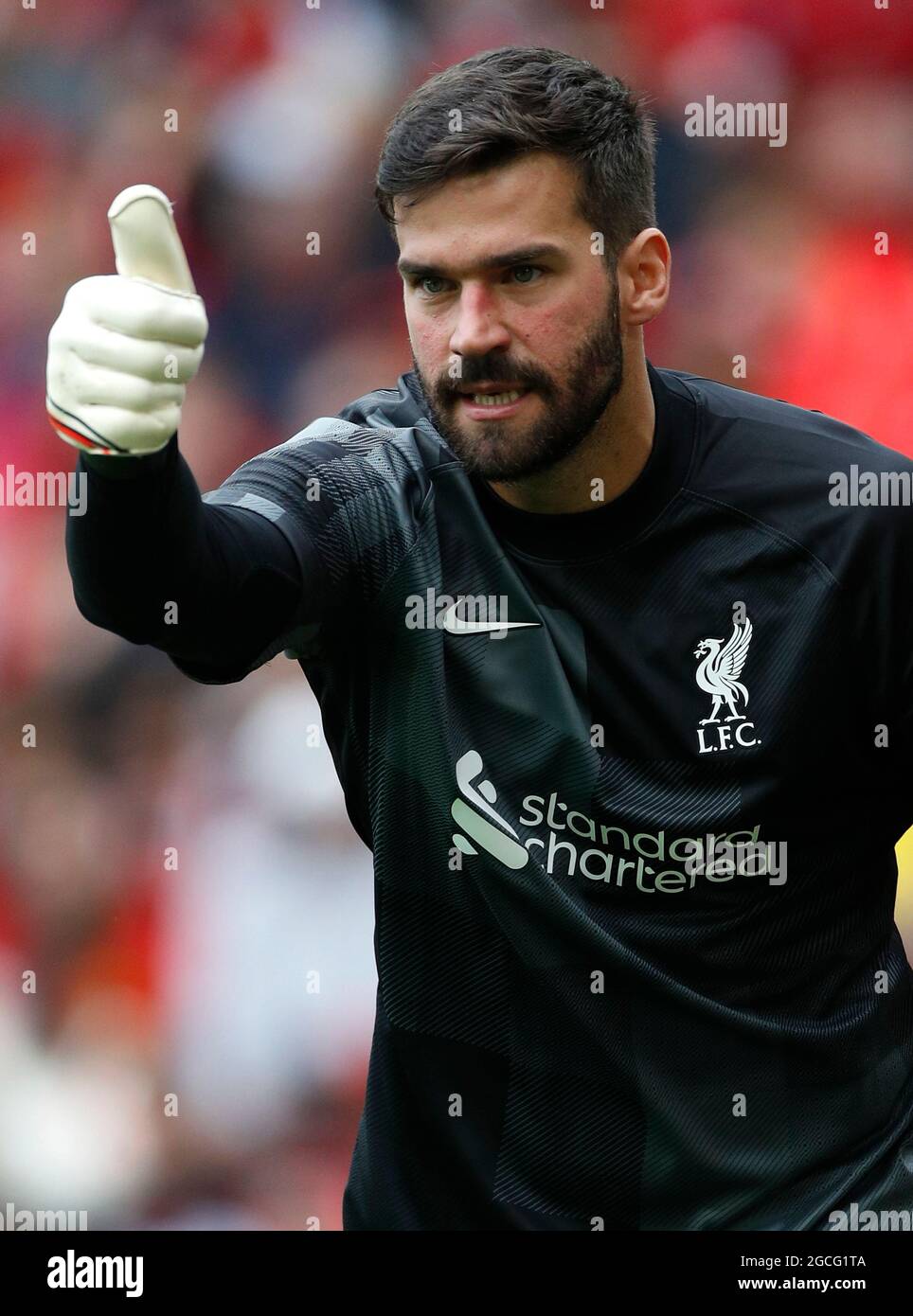 Liverpool, England, 8th August 2021. Alisson Becker of Liverpool during ...