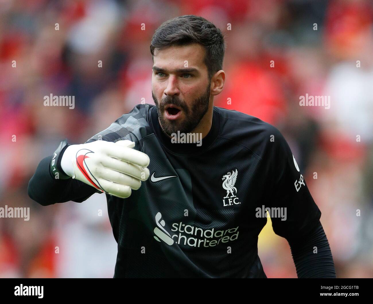 Liverpool, England, 8th August 2021. Alisson Becker of Liverpool during ...