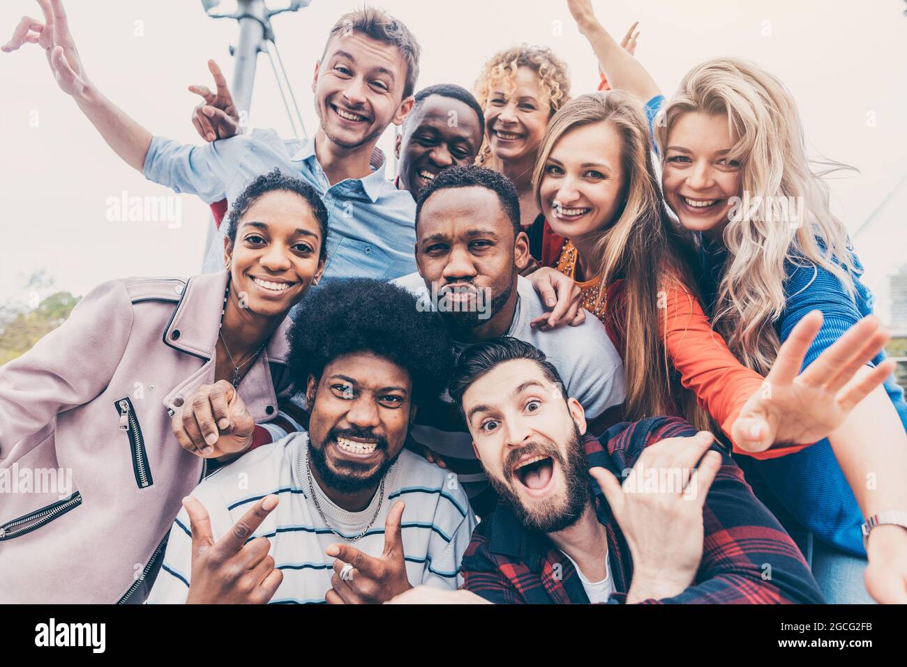 Friends with diversity background having fun and spending time together ...