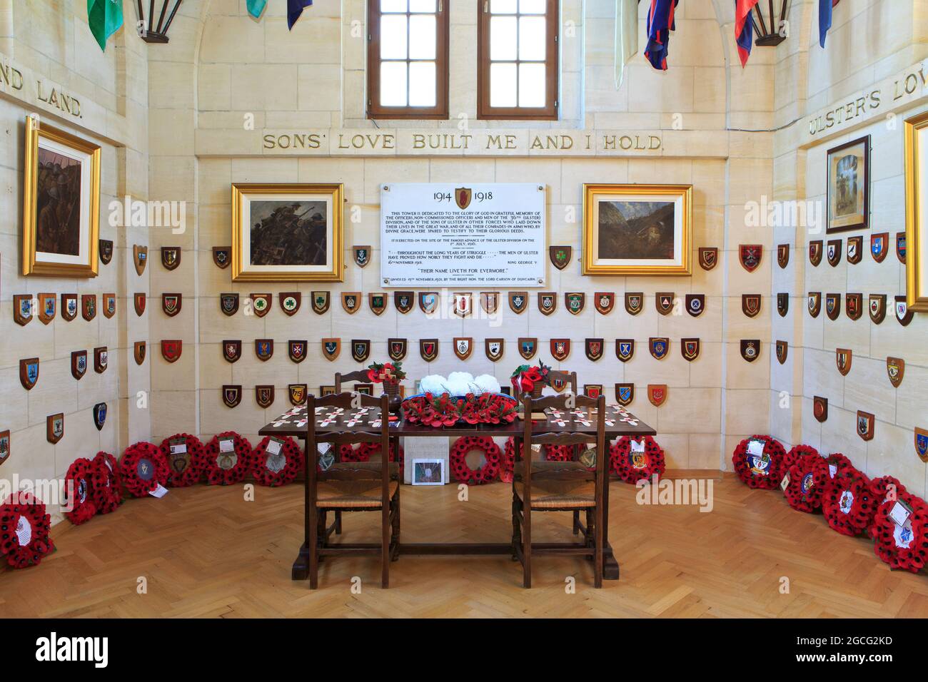 Room inside the Ulster Tower commemorating the men of the 36th (Ulster ...