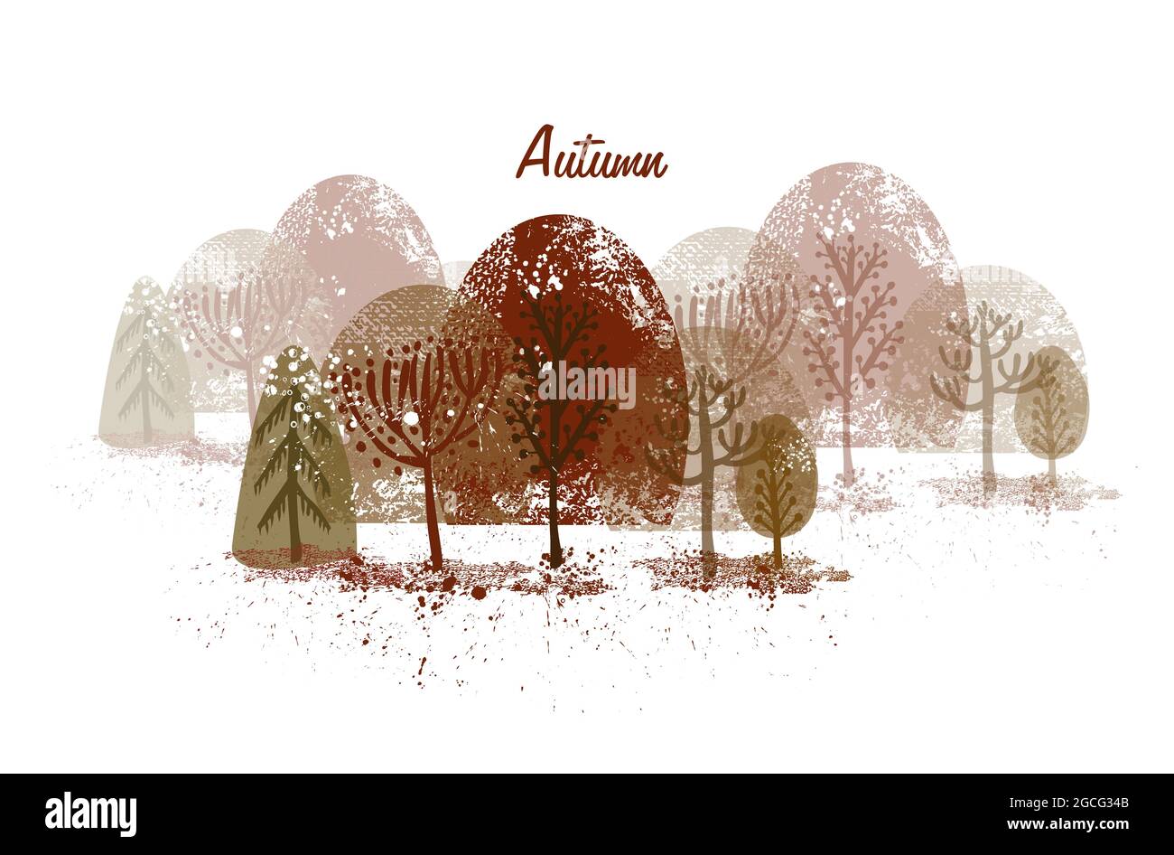 Autumn trees. Landscape . cute trees . children's trees. Vector ...