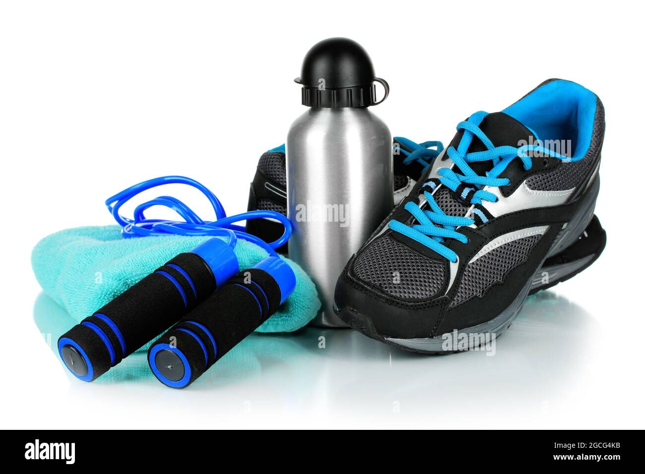 Different tools for sport isolated on white Stock Photo - Alamy