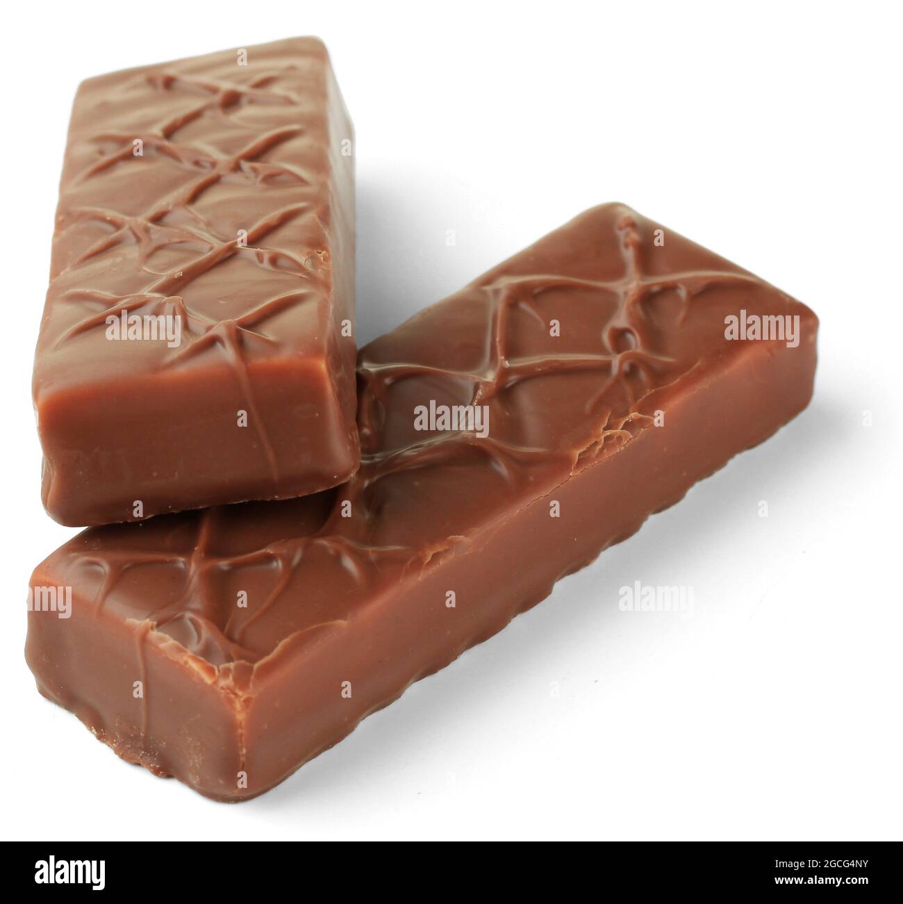 Two delicious chocolate bars isolated on white Stock Photo - Alamy