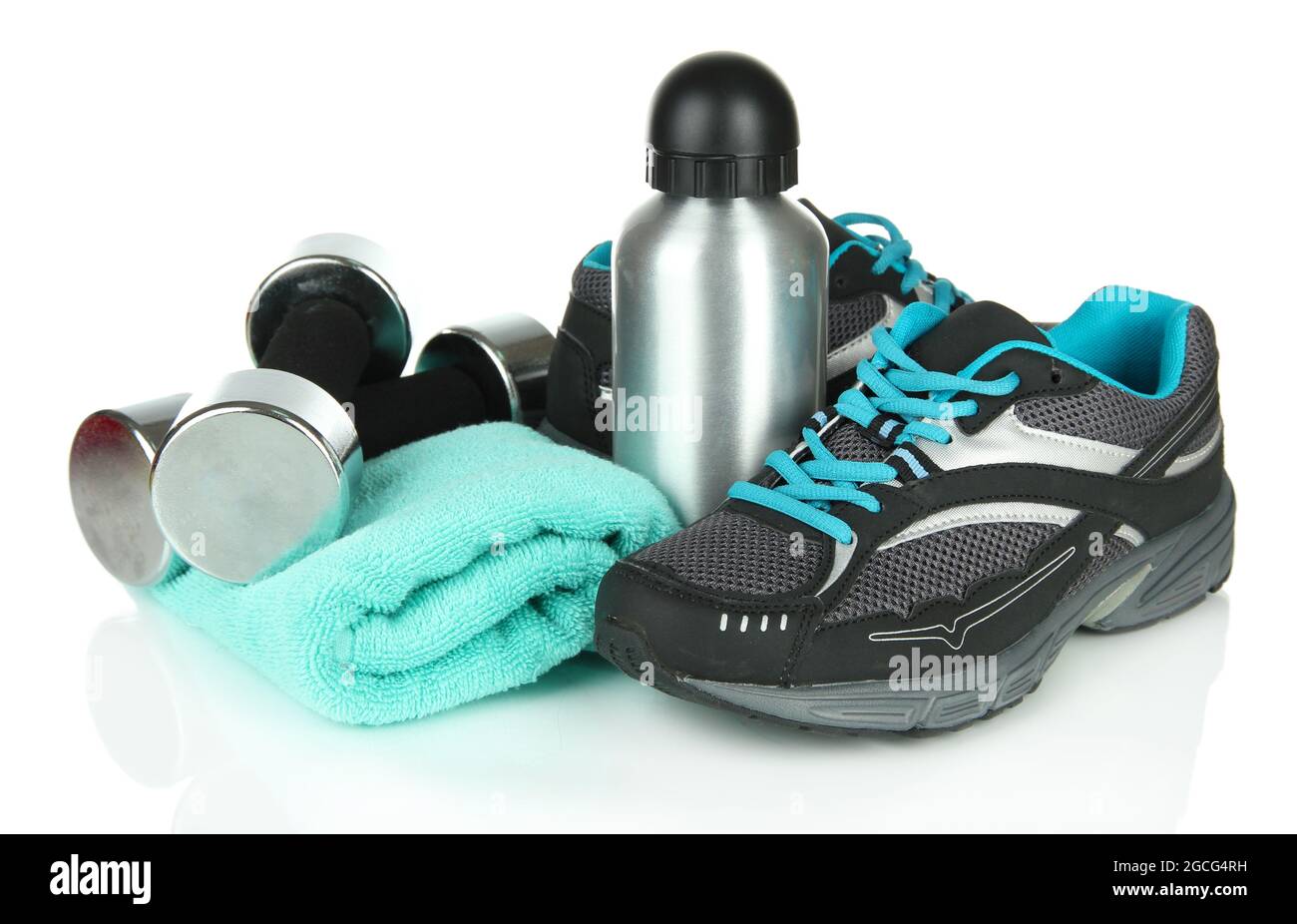 Different tools for sport isolated on white Stock Photo - Alamy