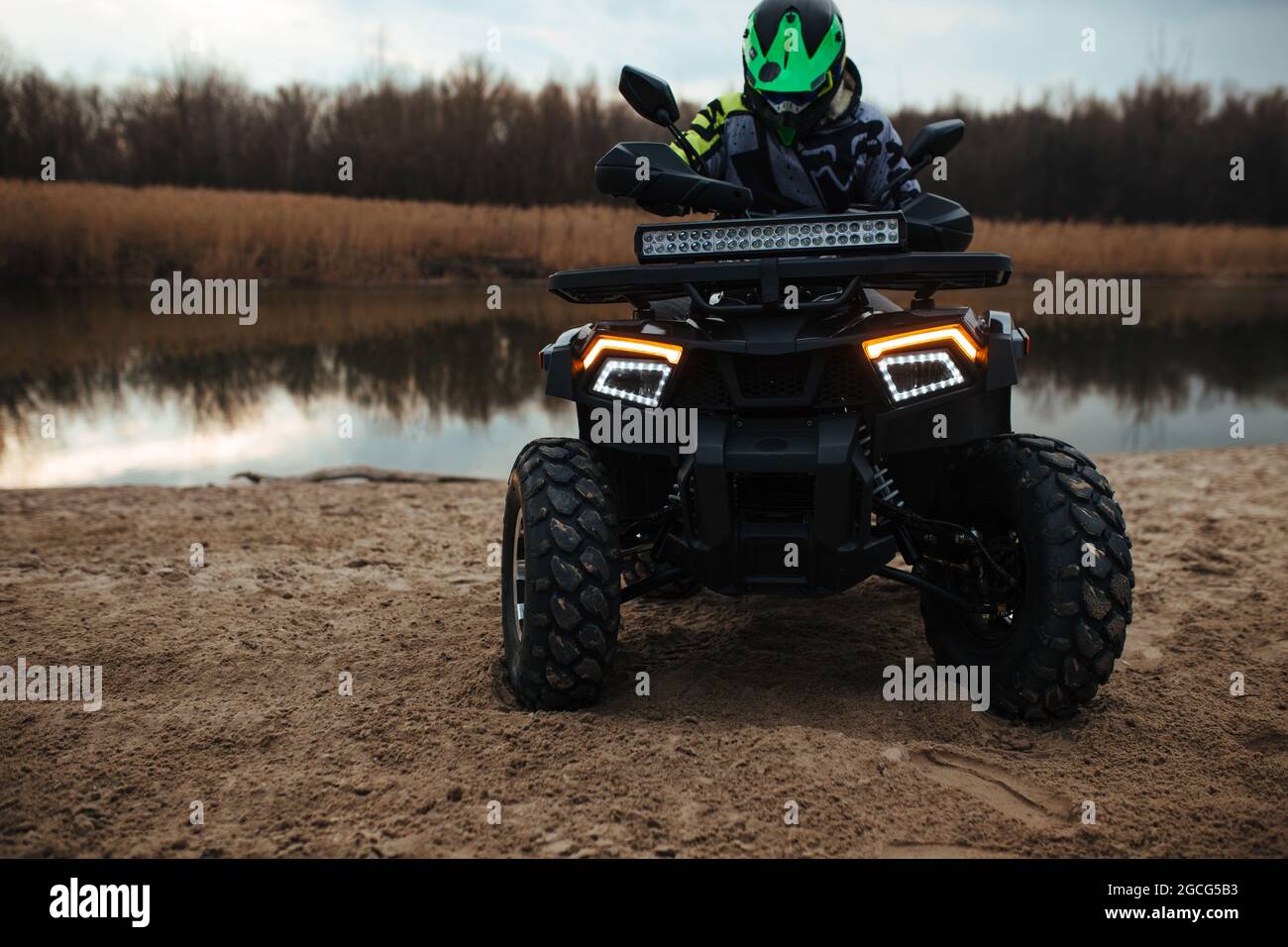 Driver sits on quad hi-res stock photography and images - Alamy