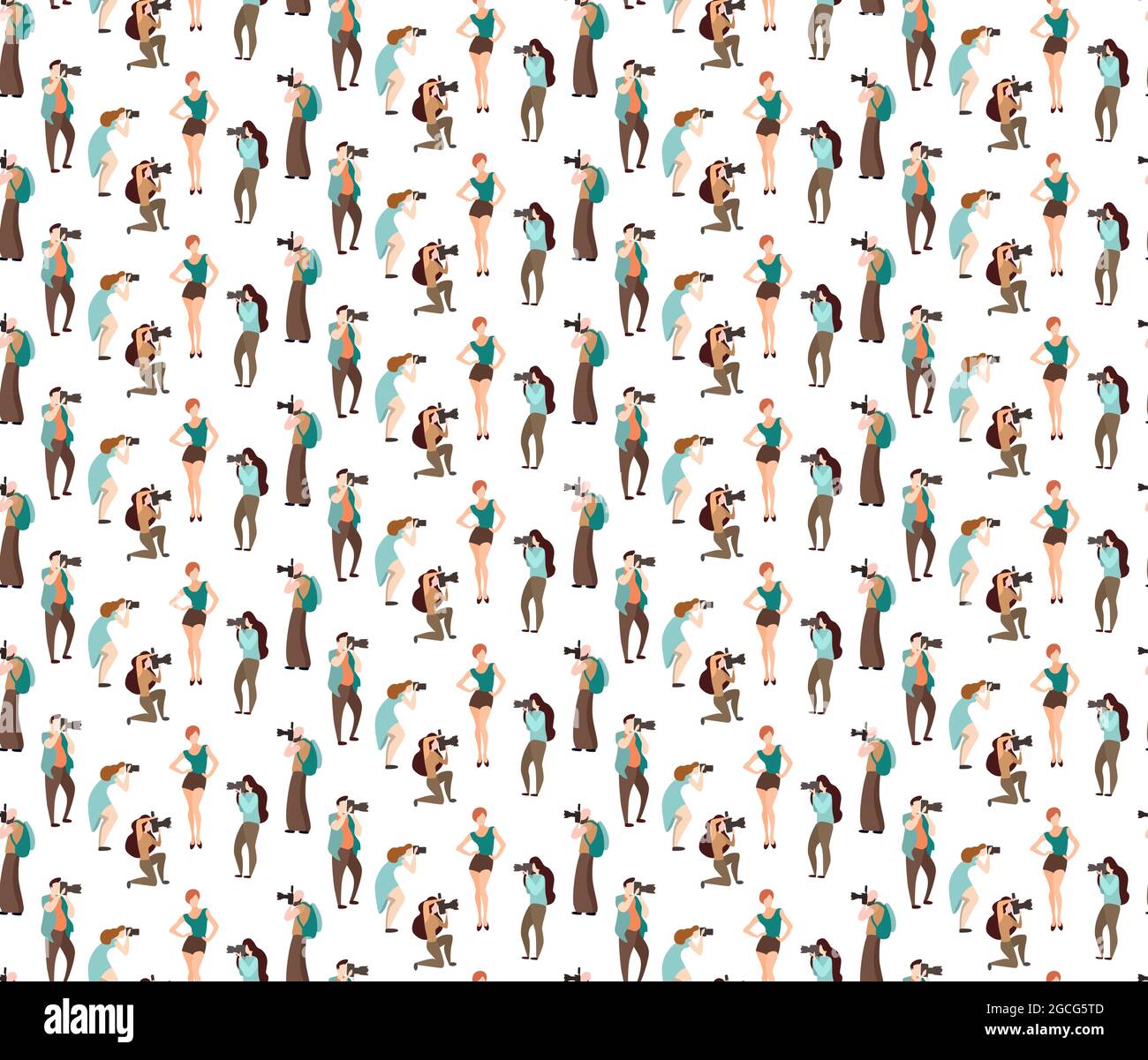 Colored vector seamless patterns People.Set of various photographers ...