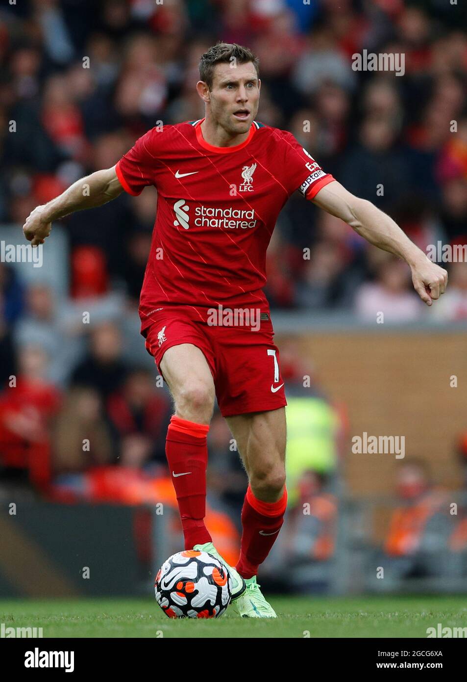 Liverpool, UK. 8th Aug, 2021. James Milner of Liverpool during the Pre ...