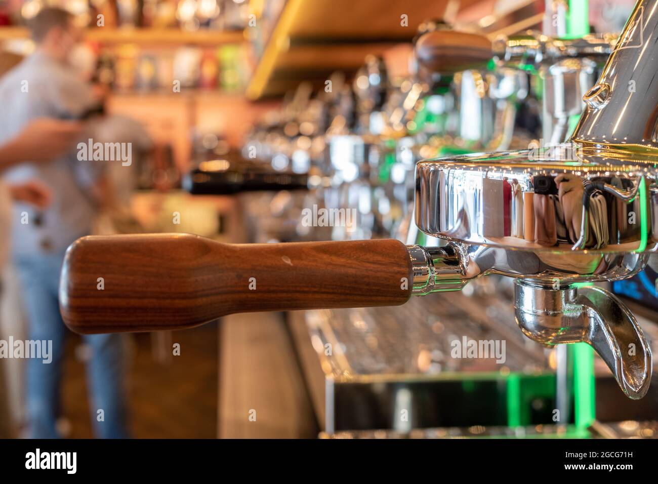 Selective focus at steam pipe of Espresso Machine at coffee machine ...