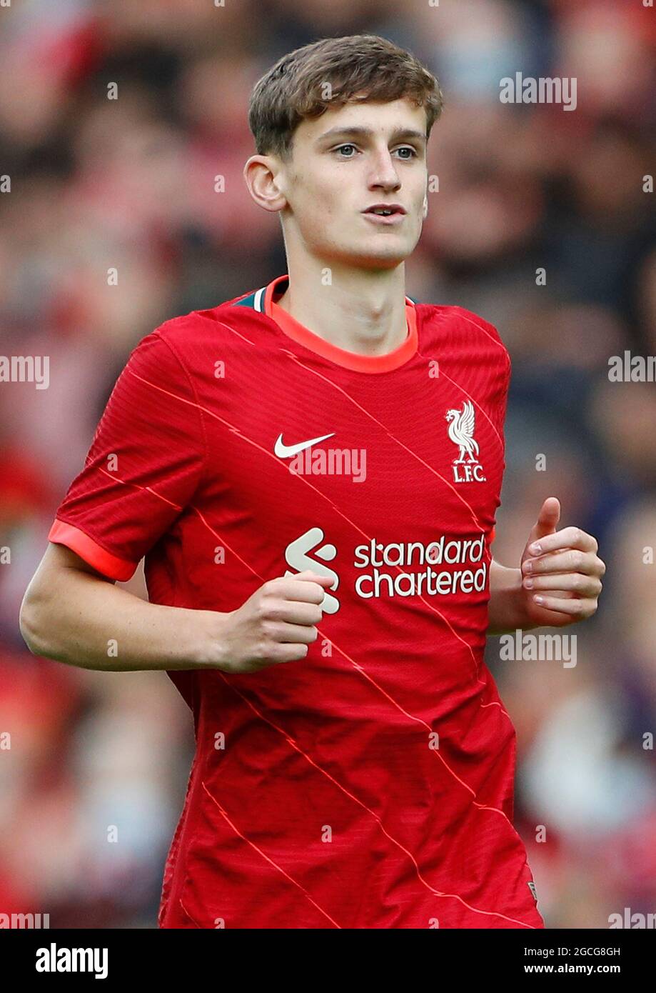 Liverpool, UK. 8th Aug, 2021. Tyler Morton of Liverpool during the Pre ...